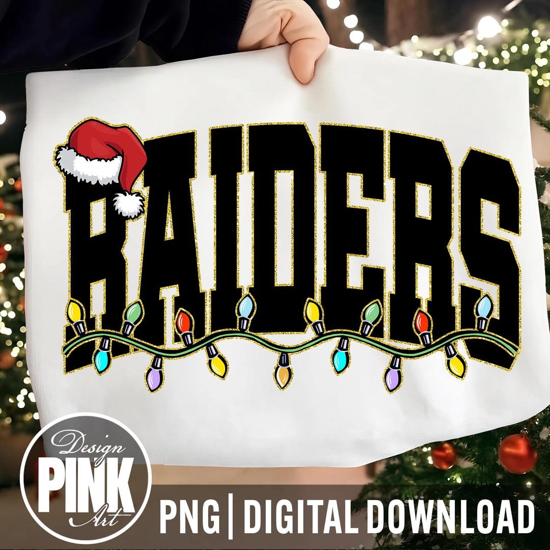 Raiders Christmas PNG | Collegiate Holiday Lights Sublimation | Varsity ...