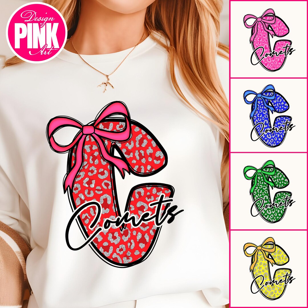 Leopard Print Comet PNG: Initial C Bow, Sublimation Design (digital Download) - Etsy