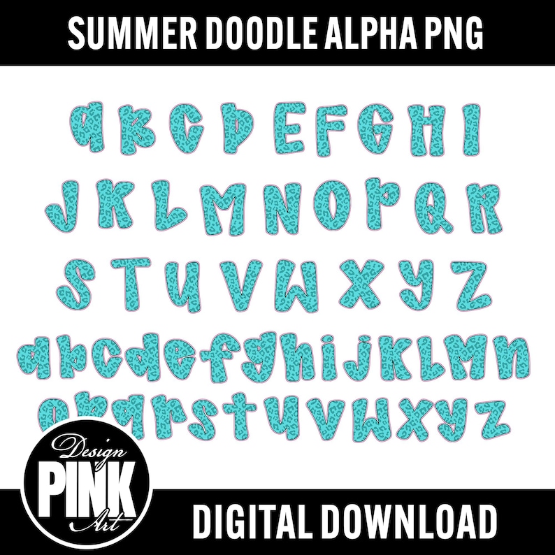 Summer Doodle Alpha PNG: Leopard Print Alphabet, Checkered Letters ...
