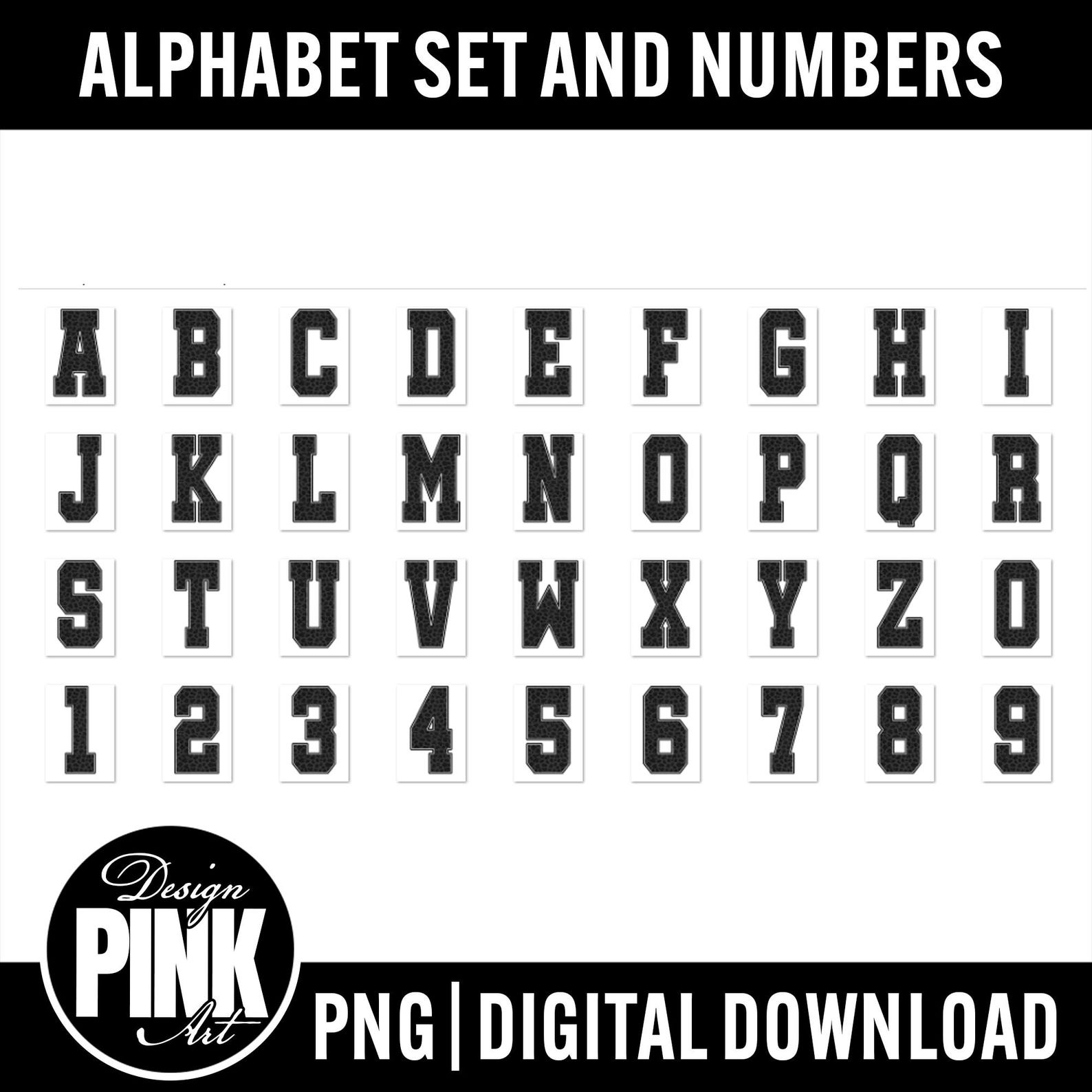 Black White Alphabet Letters PNG, Patterned Alphabet & Numbers Set ...