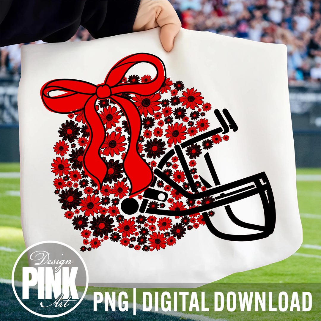Red & Black Football Helmet PNG: Floral Design (digital Download - Etsy