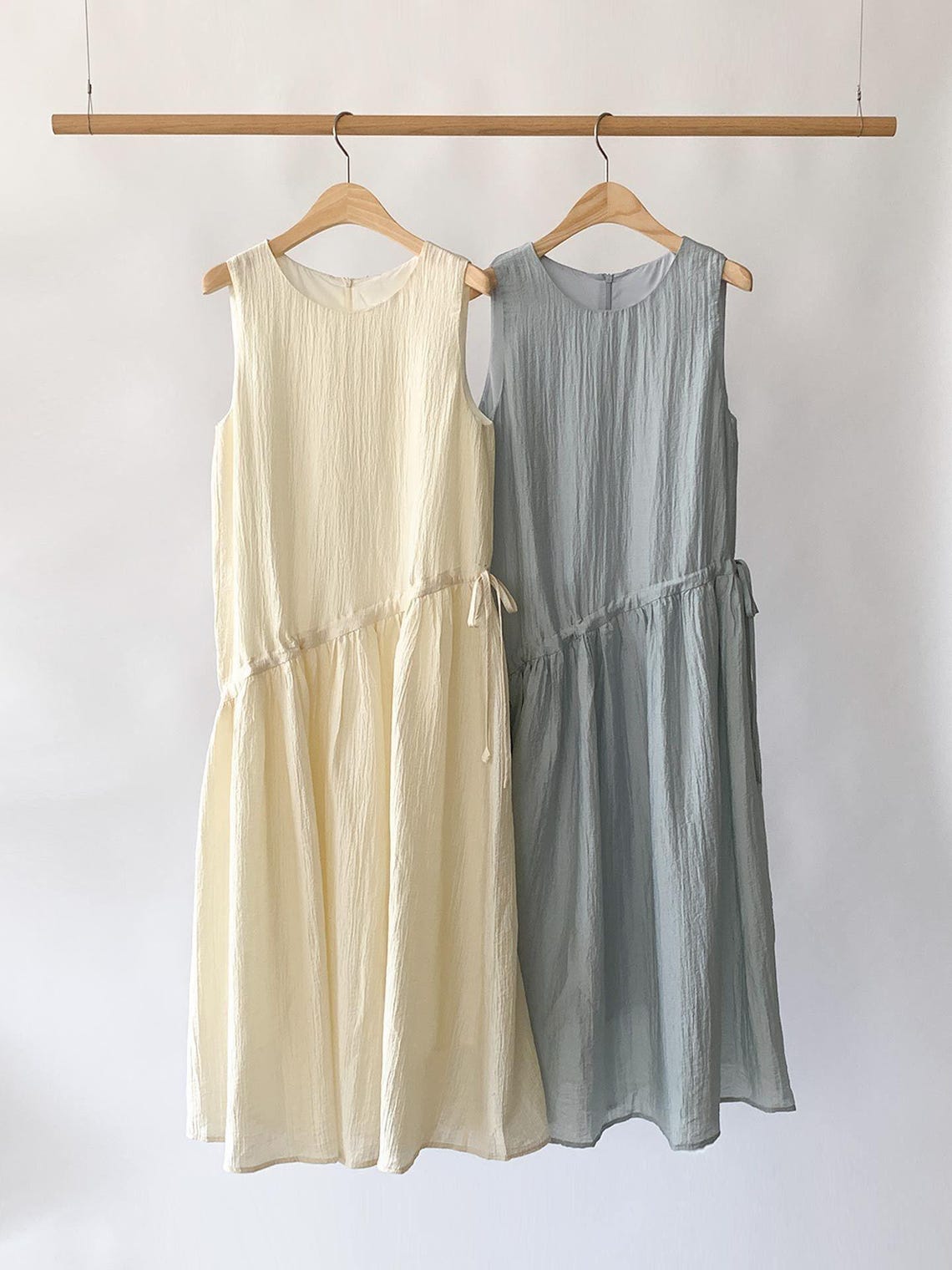 Lumen Drawstring Maxi Dress / Tencel Blend Summer Dress / Crinkle ...