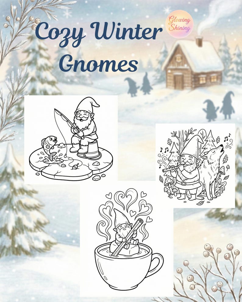 Cozy Winter Gnomes 24 Coloring Pages Printable PDF and PNG Winter ...