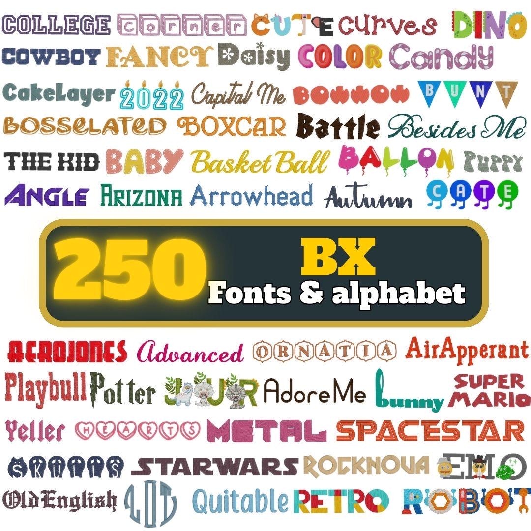 BX Embroidery Fonts for Embrilliance Machines: 250 Bundle (1 - 3 Inch ...