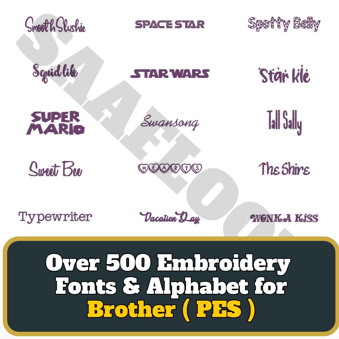 500+ Embroidery Fonts PES Bundle: Brother Machine Fonts (digital ...