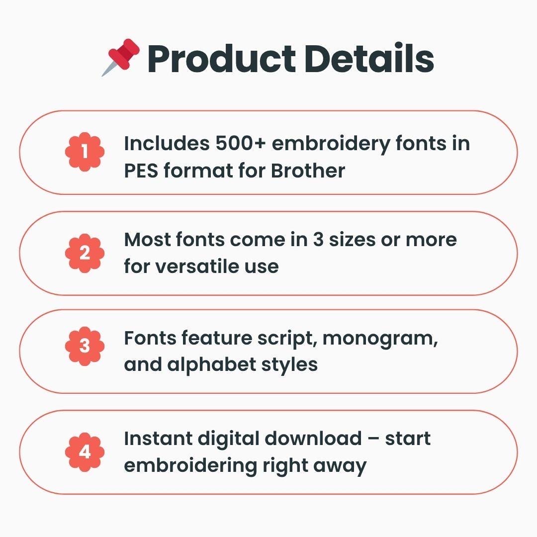 500+ Embroidery Fonts PES Bundle: Brother Machine Fonts (digital ...