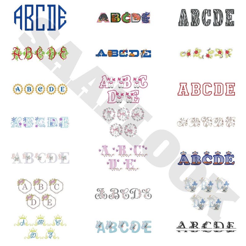 1000+ Embroidery Fonts PES Bundle: Brother Machine Embroidery Designs ...