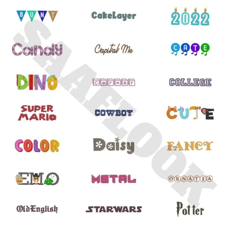 BX Embroidery Fonts for Embrilliance Machines: 250 Bundle (1 - 3 Inch ...