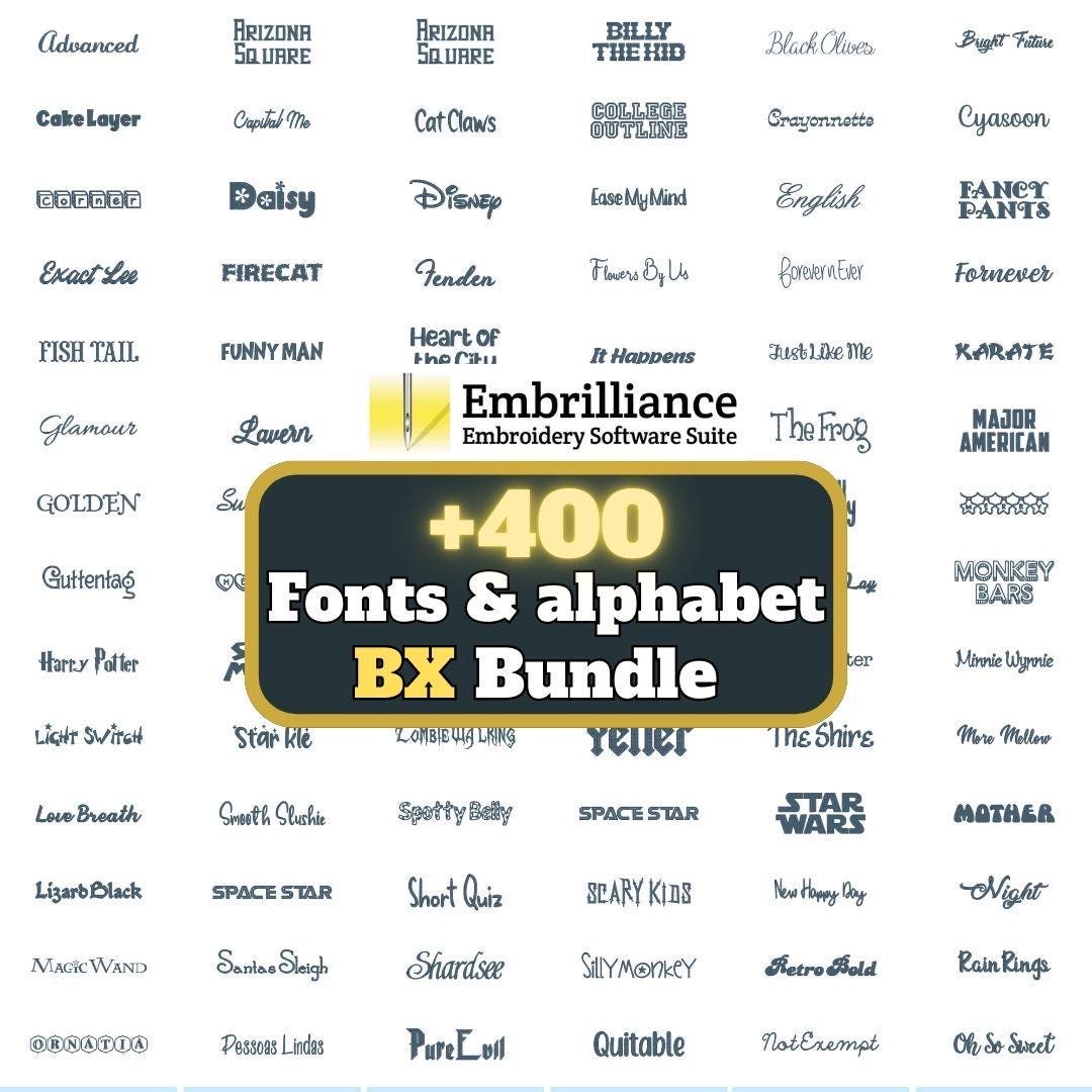400+ BX Embroidery Fonts Bundle: Script & Monogram (digital Download ...
