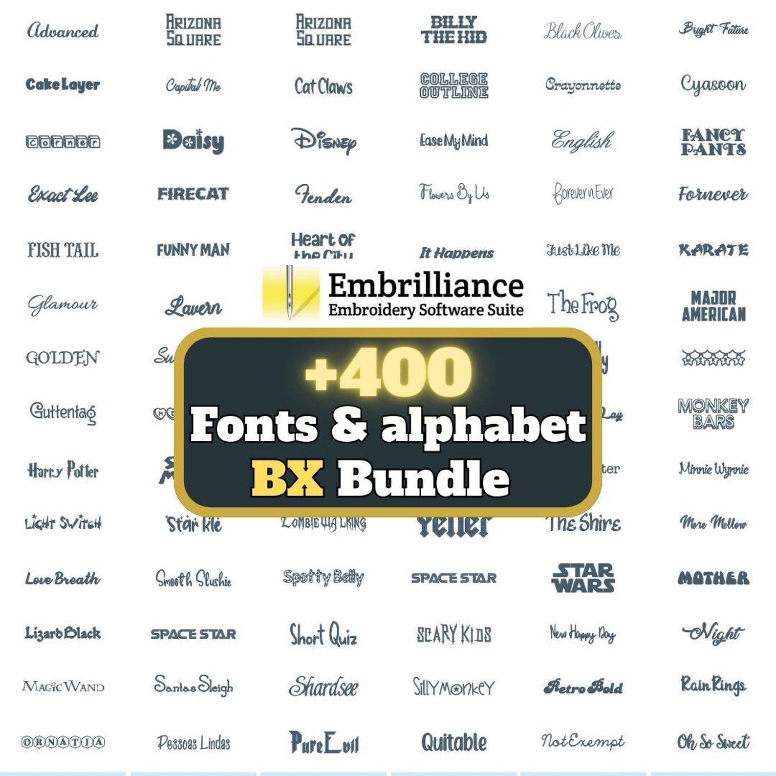 400+ BX Embroidery Fonts Bundle: Script & Monogram (digital Download ...