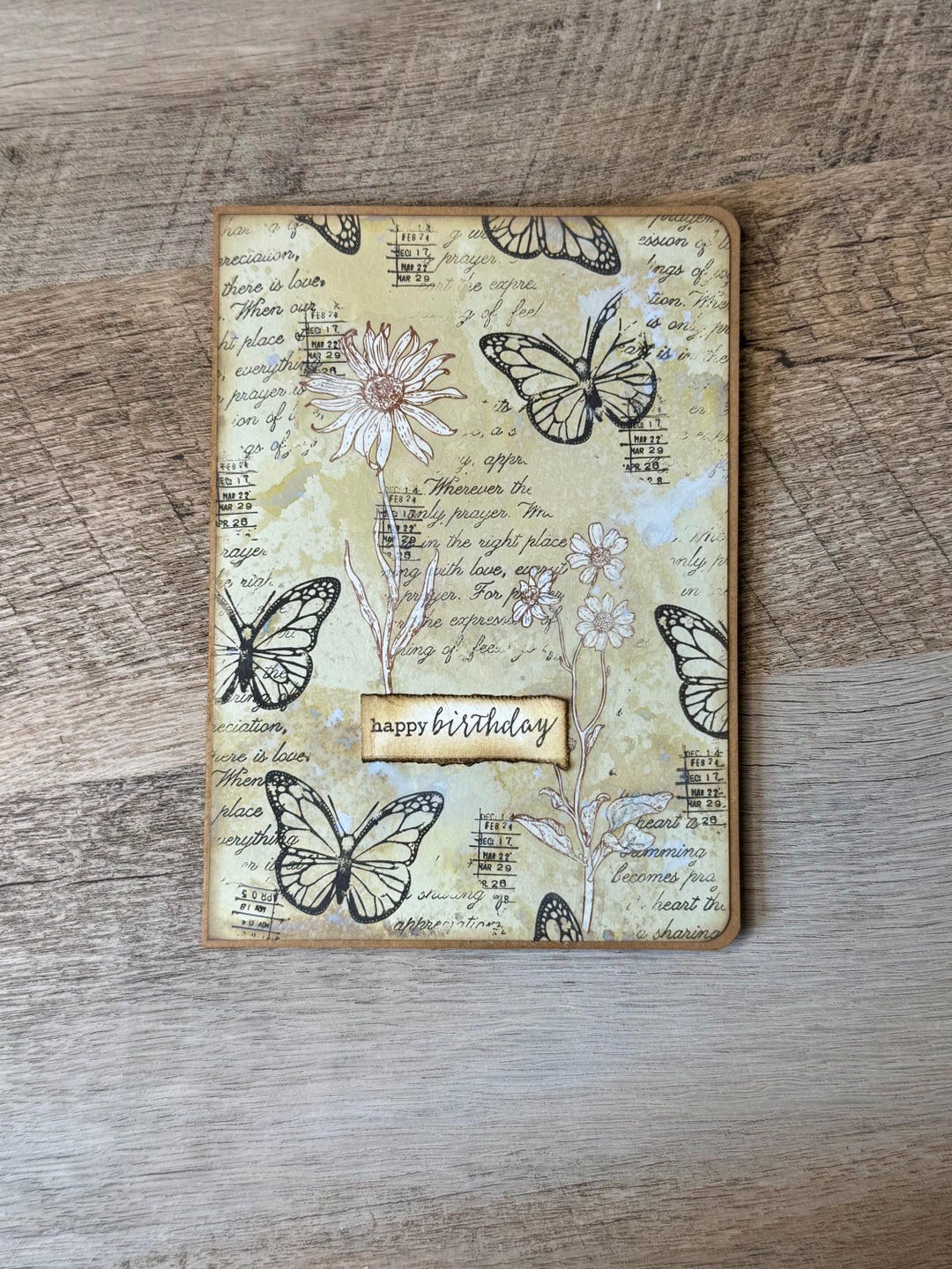 Happy Birthday Card, Butterflies and Daisy’s Greeting Card, Vintage 5x7 ...