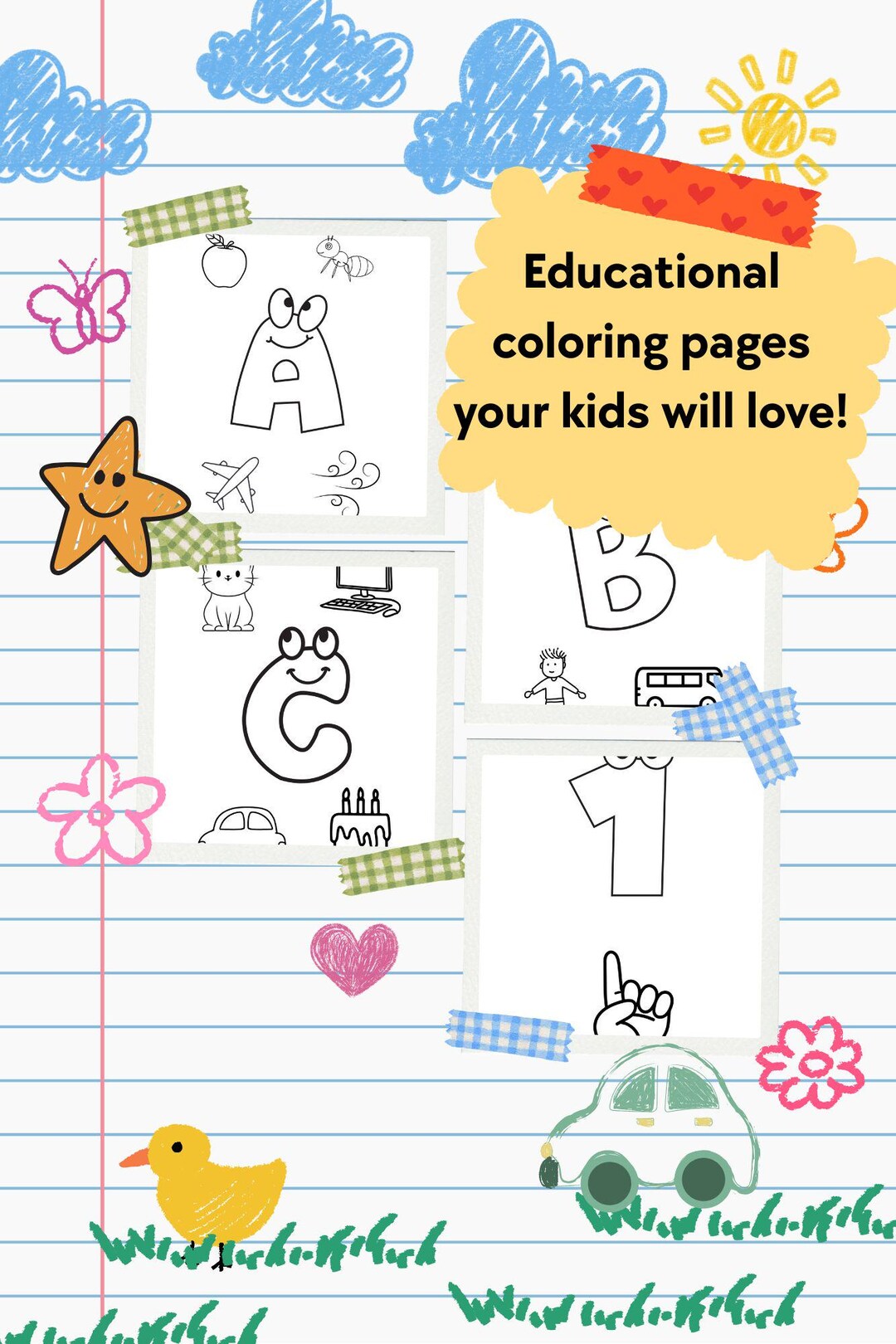 Printable Alphabet and Numbers Coloring Pages A to Z and 1 to 9. 36 ...