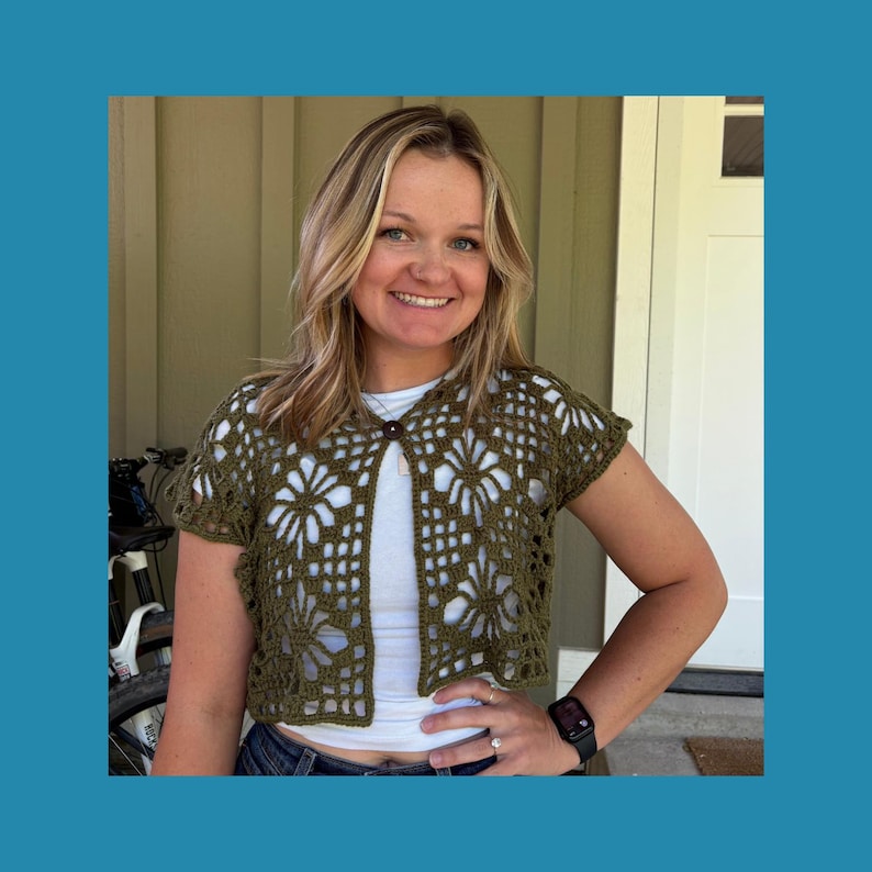 Freya Crochet Top Pattern: Reversible Floral Lace Shirt (PDF Pattern, S ...