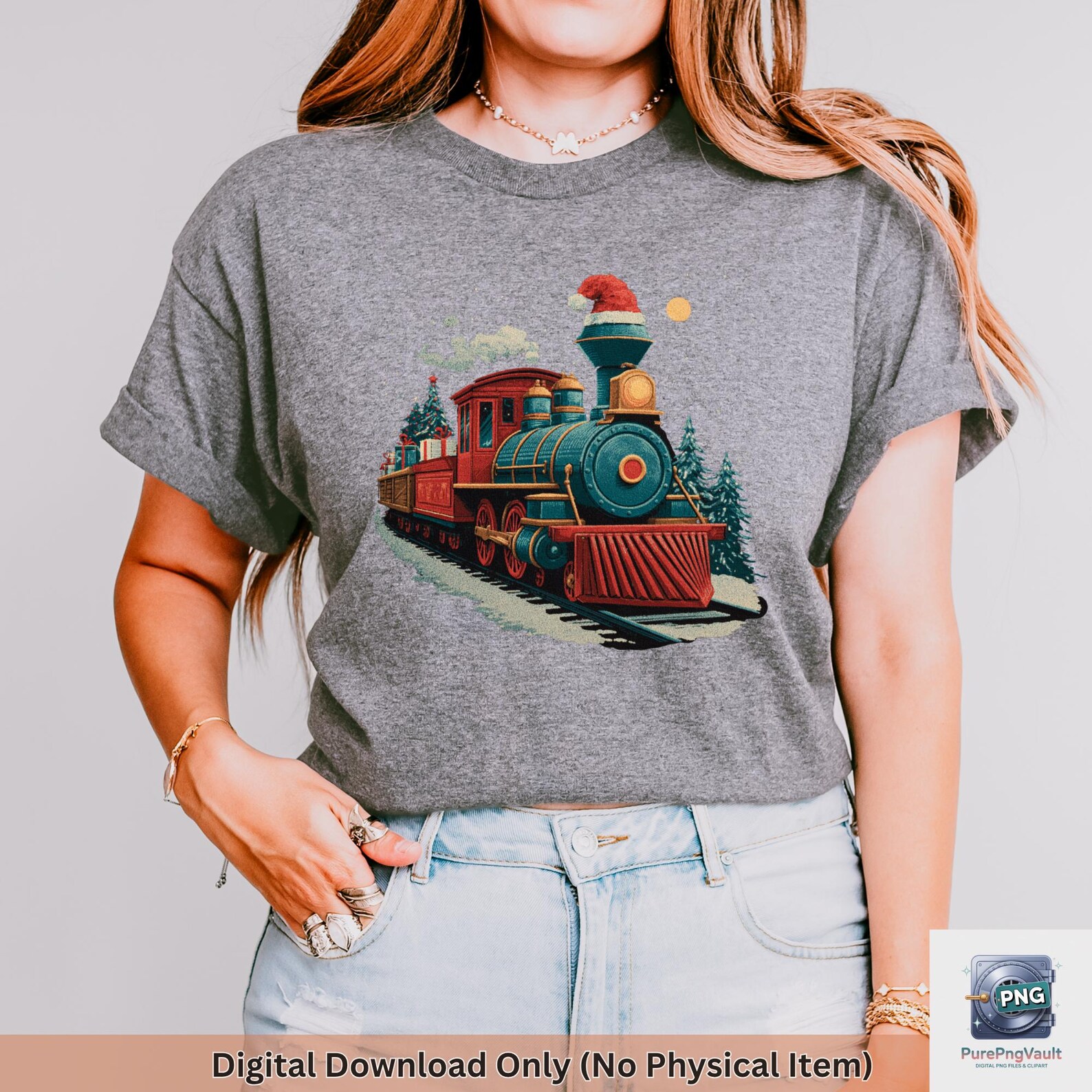 Santa Train Christmas PNG, Vintage Steam Locomotive Lights Clipart ...