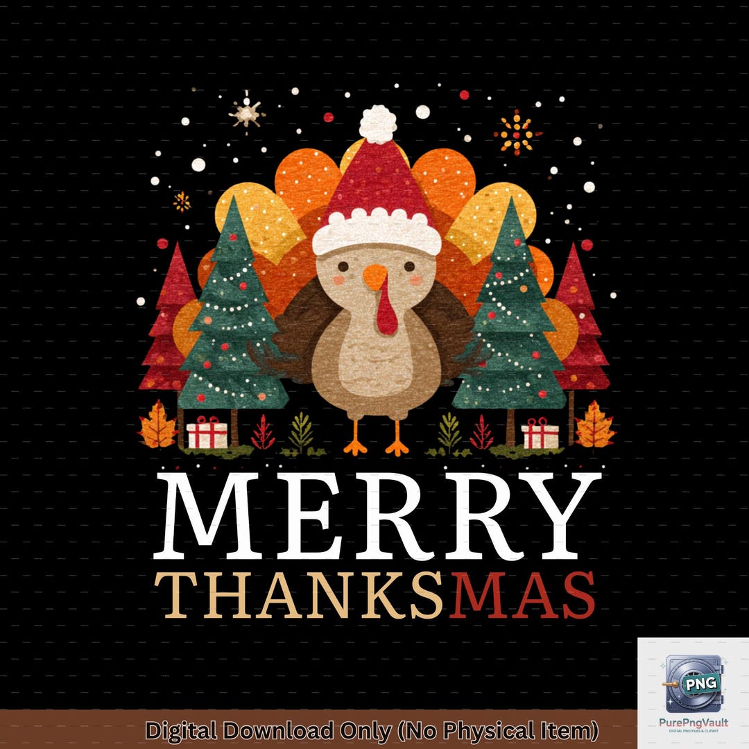Merry Thanksmas PNG, Santa Turkey Christmas Thanksgiving, Sublimation ...