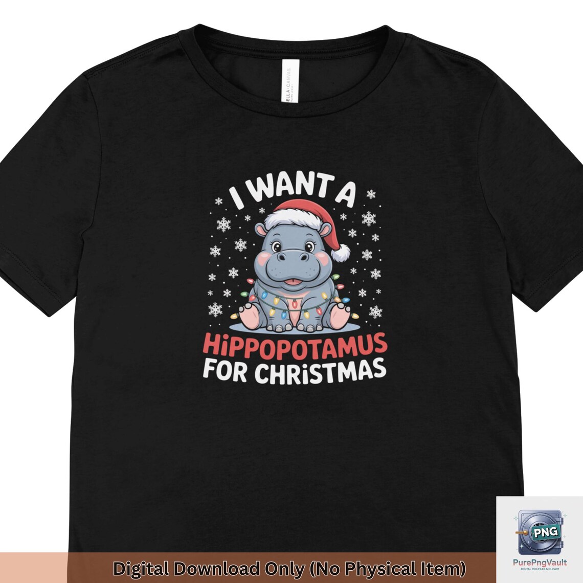Hippo Christmas PNG, Santa Hat, Xmas Lights (digital Download) - Etsy