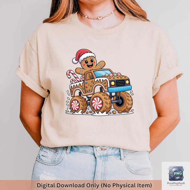 Monster Truck Gingerbread Man PNG, Funny Christmas Baking Sublimation ...