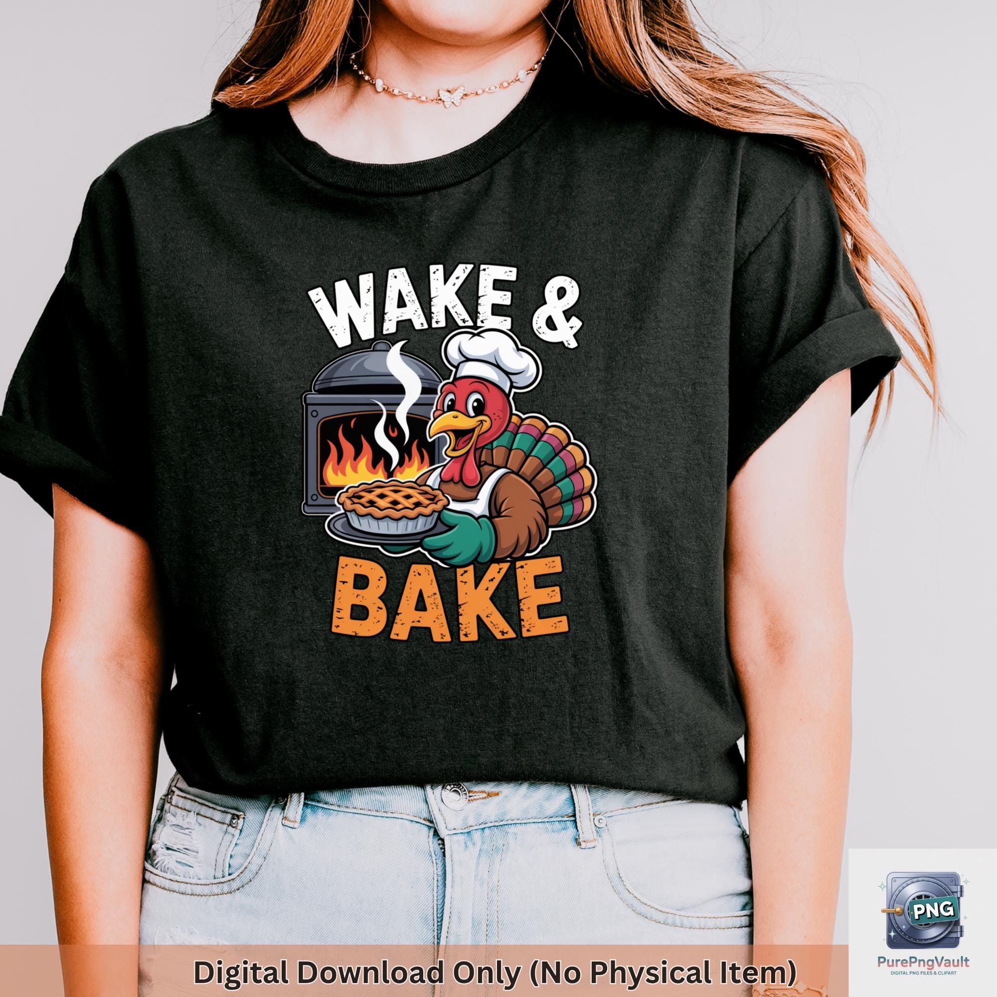 Wake and Bake Turkey PNG, Funny Vintage Thanksgiving Clipart, Retro ...