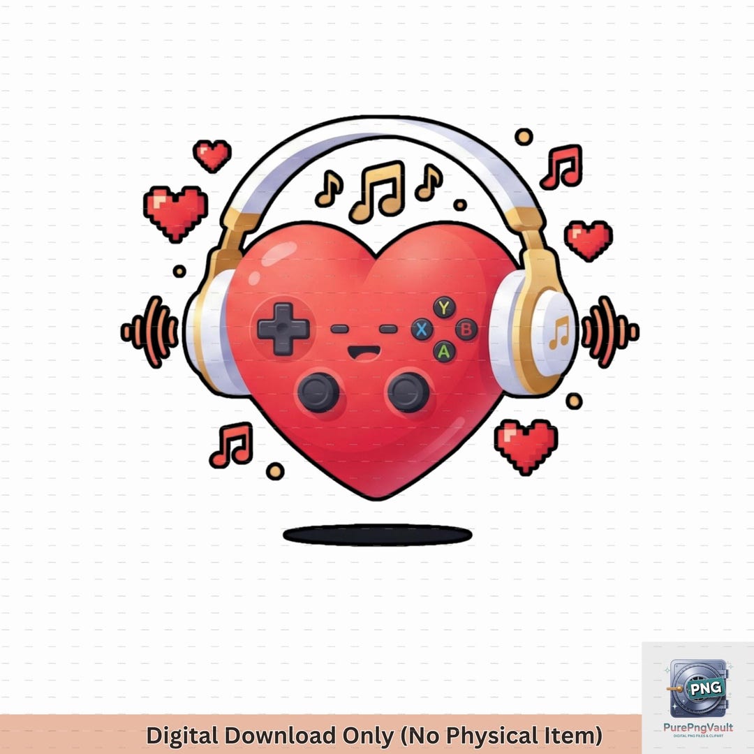 Gamer Heart Controller PNG | Video Game Heart-shaped Gamepad Valentine ...