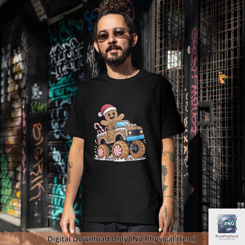 Monster Truck Gingerbread Man PNG, Funny Christmas Baking Sublimation ...