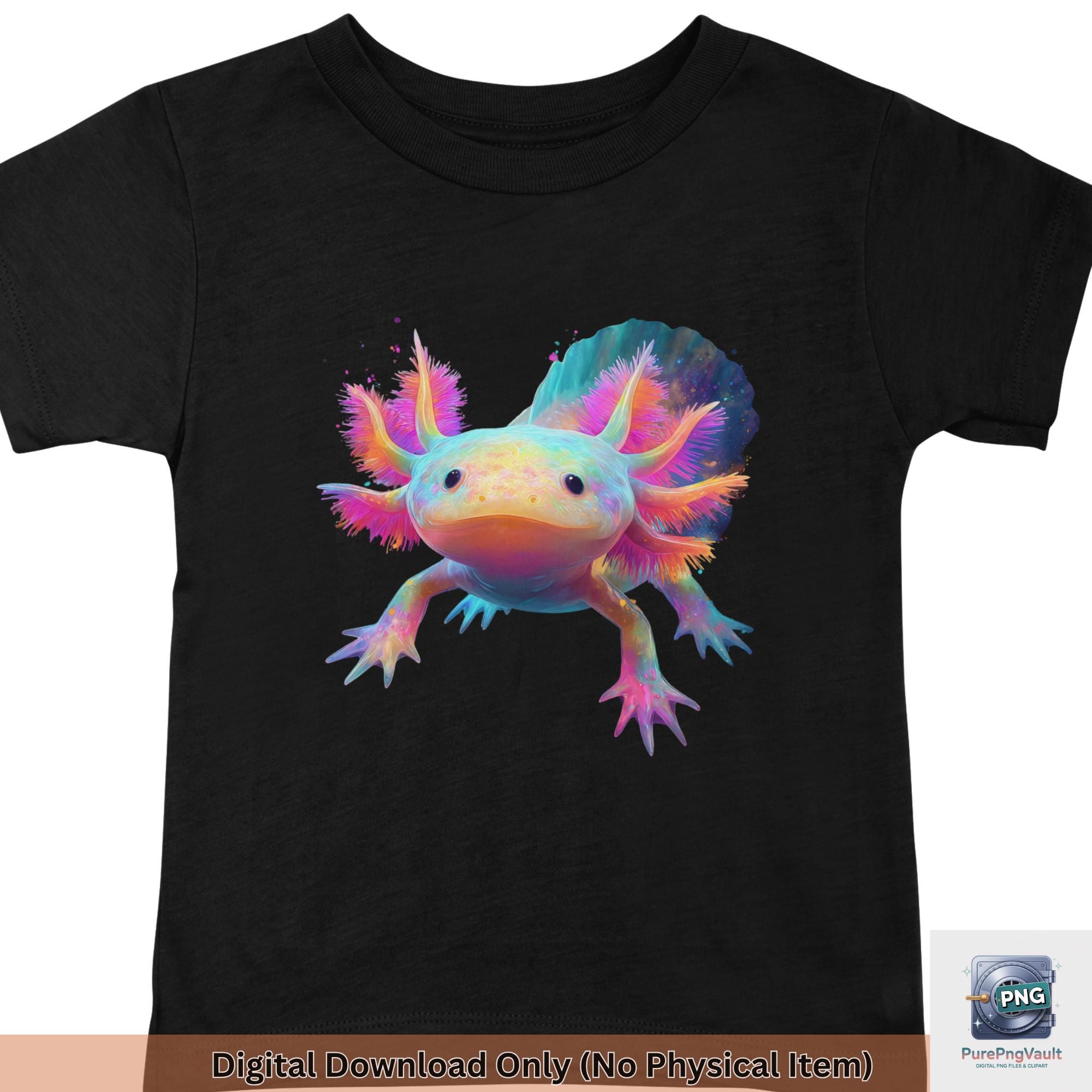Neon Axolotl PNG: Watercolor Rainbow Salamander Art (digital Download ...