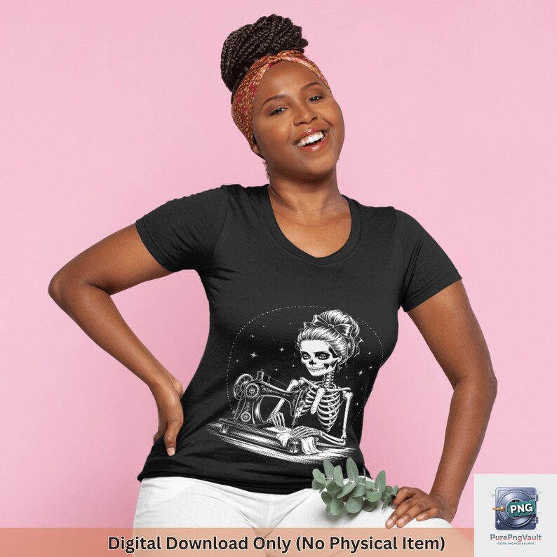 Skeleton Seamstress PNG, Halloween Sewing Machine Clip Art (digital ...
