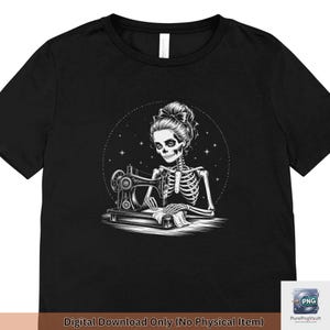 Skeleton Seamstress PNG, Halloween Sewing Machine Clip Art (digital ...