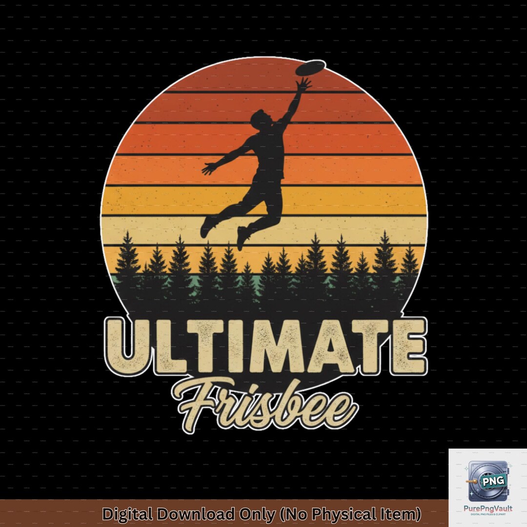 Retro Ultimate Frisbee Player PNG | Vintage Flying Disc Instant ...