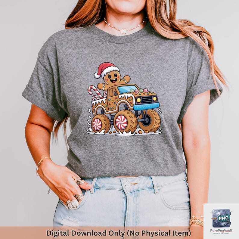 Monster Truck Gingerbread Man PNG, Funny Christmas Baking Sublimation ...