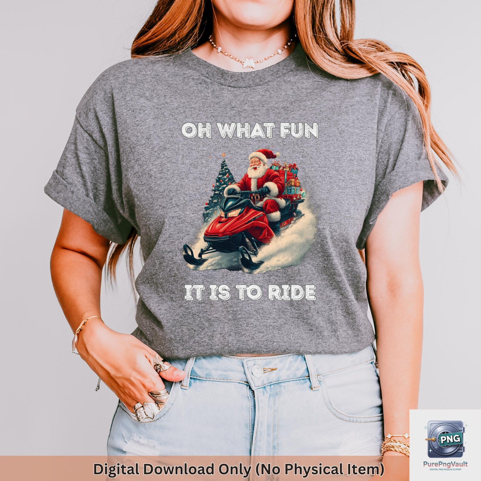 Oh What Fun It is to Ride Santa Snowmobile PNG, Funny Christmas ...