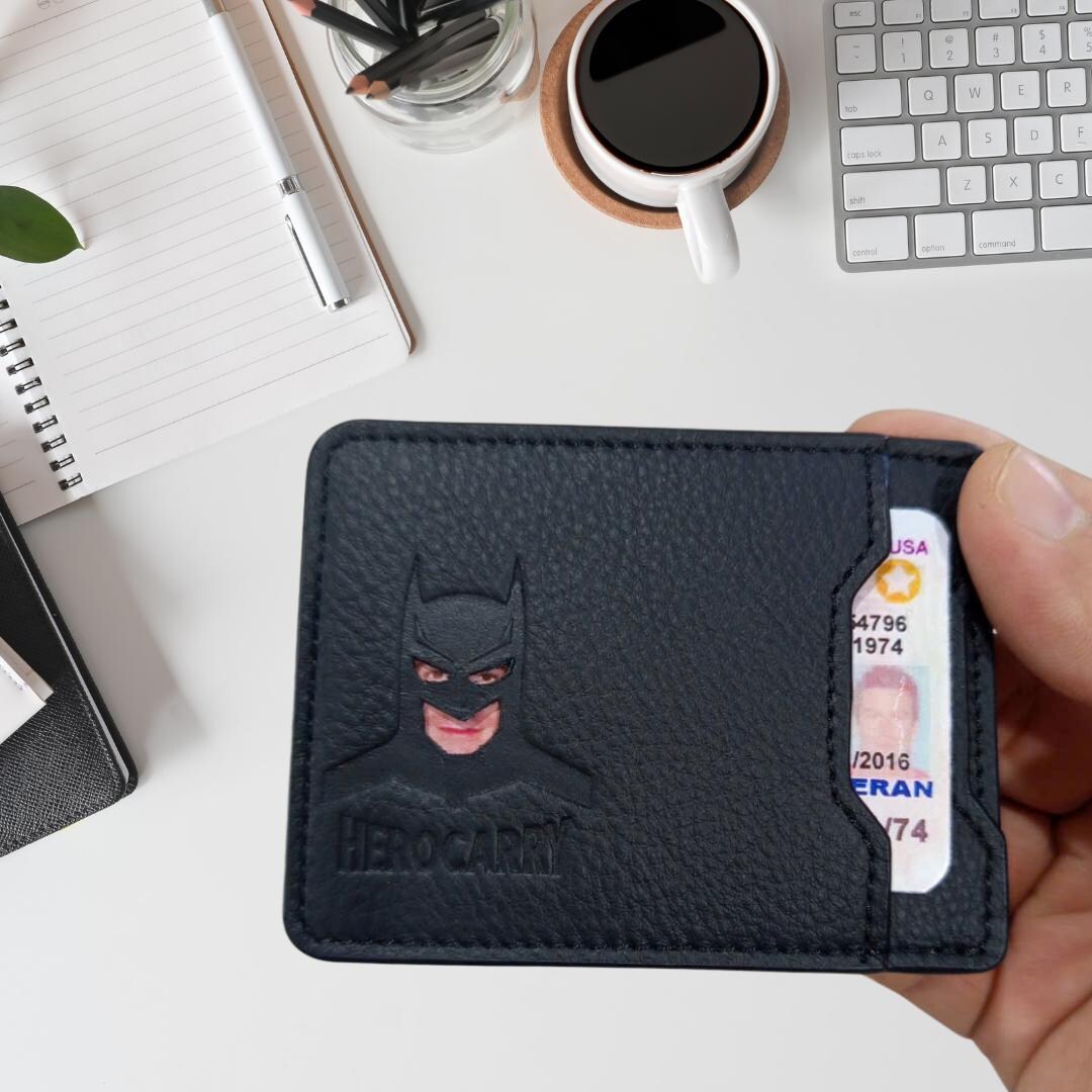 Bat ID Leather Case Badge Wallet Herocarry - Etsy