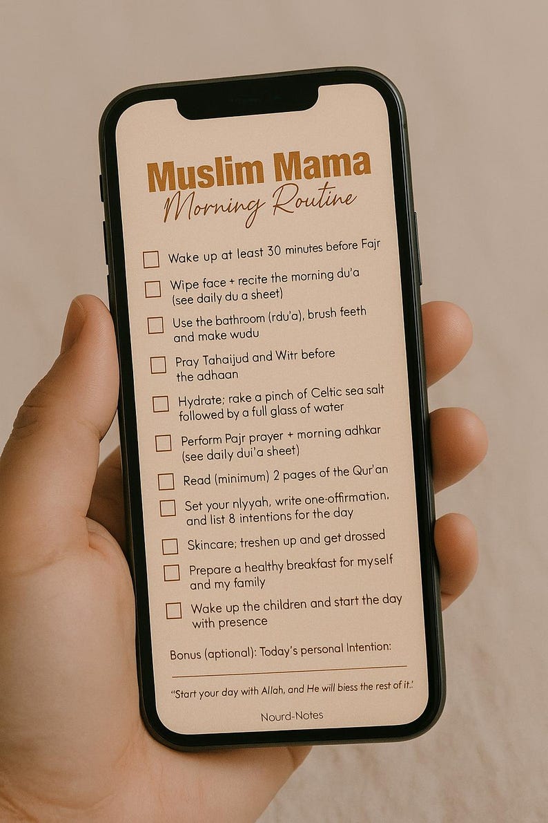 Muslim Mama Morning Routine Checklist | Islamic Daily Planner for Moms ...