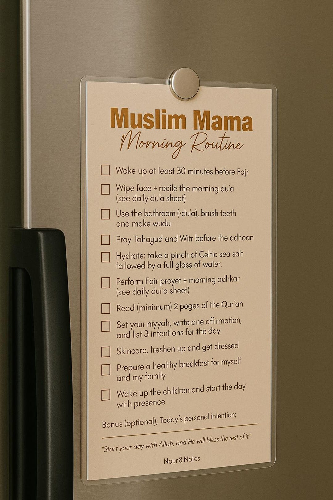 Muslim Mama Morning Routine Checklist | Islamic Daily Planner for Moms ...