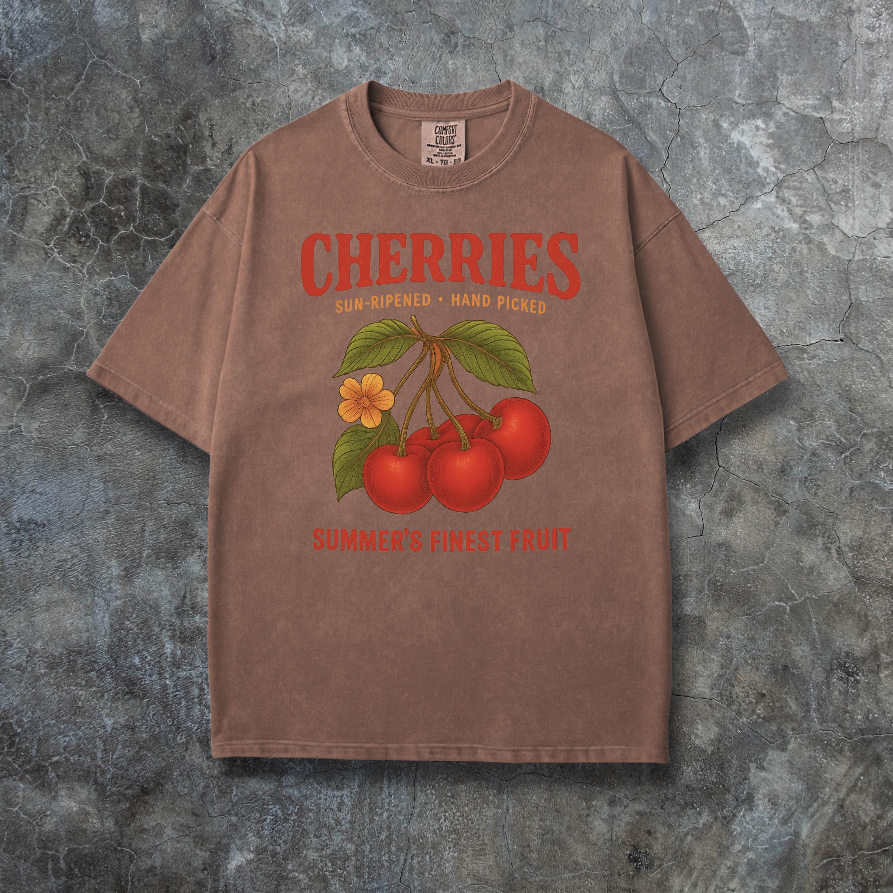 Vintage Cherry Tee, Oversized Graphic Summer Shirt, Foodie Retro Tee ...