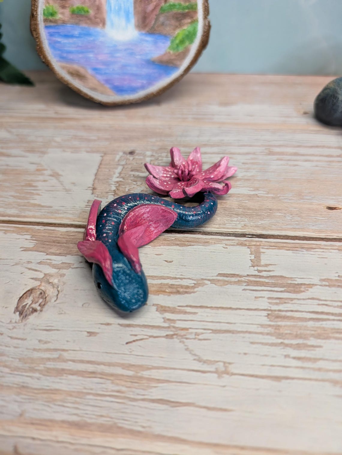 Hand Crafted Miniature - Lotus Flower Koi Fish- Mermaid Dragon Desk ...