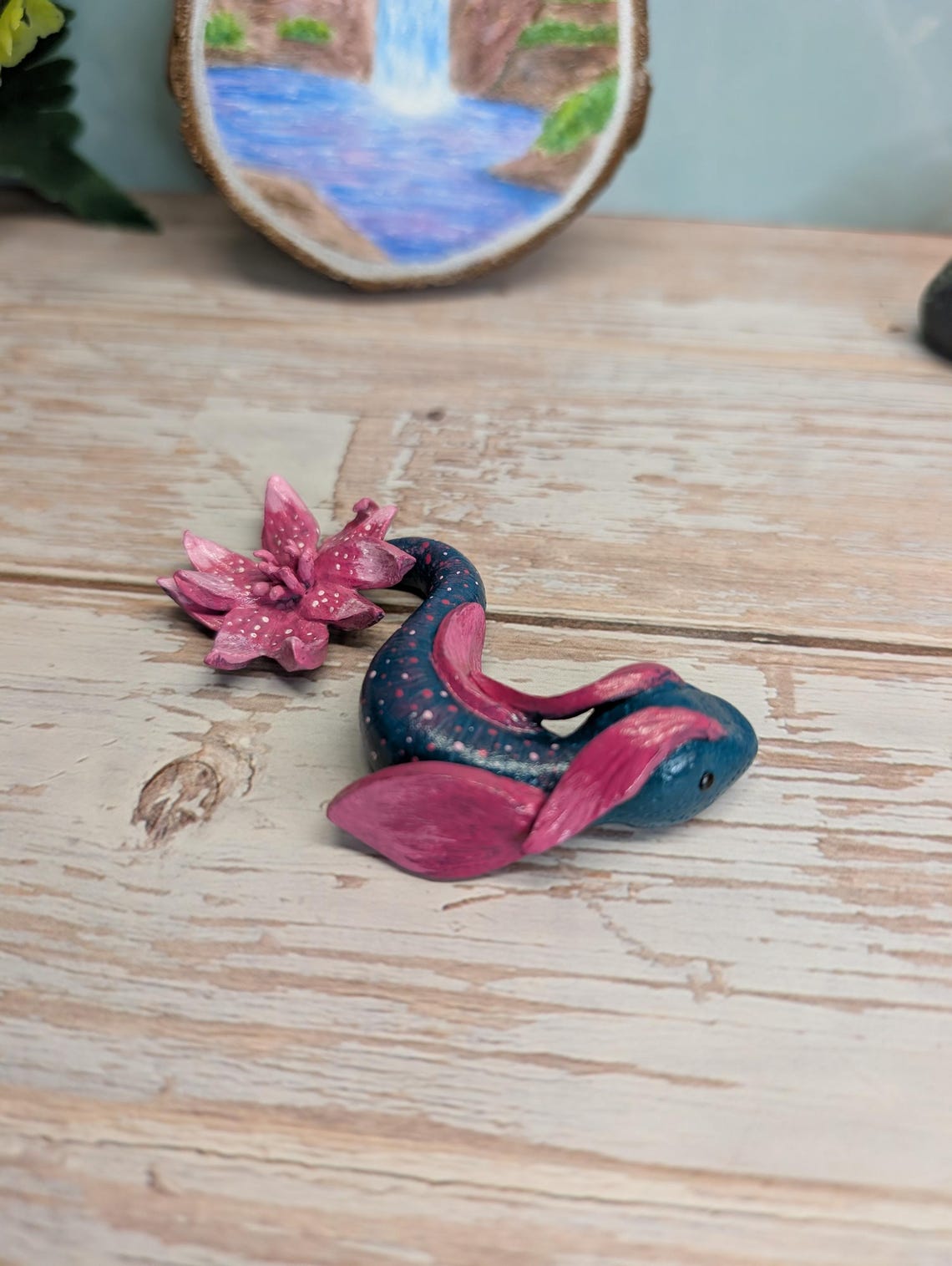 Hand Crafted Miniature - Lotus Flower Koi Fish- Mermaid Dragon Desk ...
