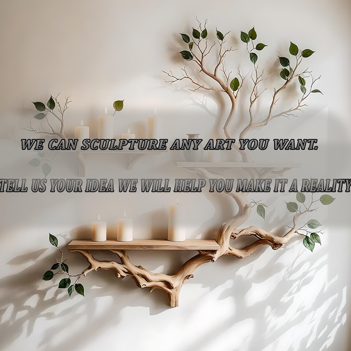 Handmade Tree Branch Bookshelf – Rustic Wall Shelf From Natural Wood - Etsy