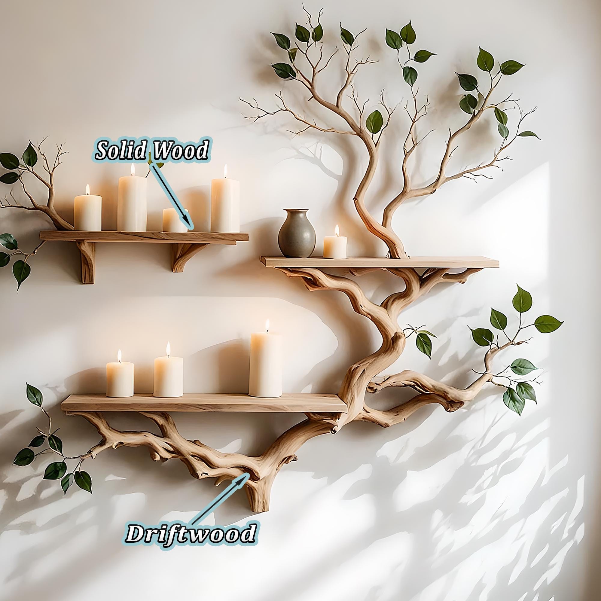 Handmade Tree Branch Bookshelf – Rustic Wall Shelf From Natural Wood - Etsy