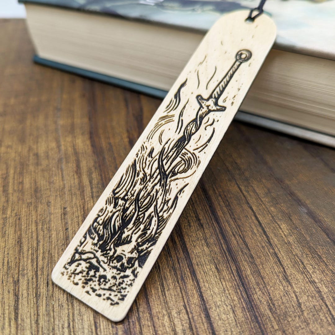 Dark Souls Wooden Bookmark – Bonfire Sword Engraving – Gamer Gift ...