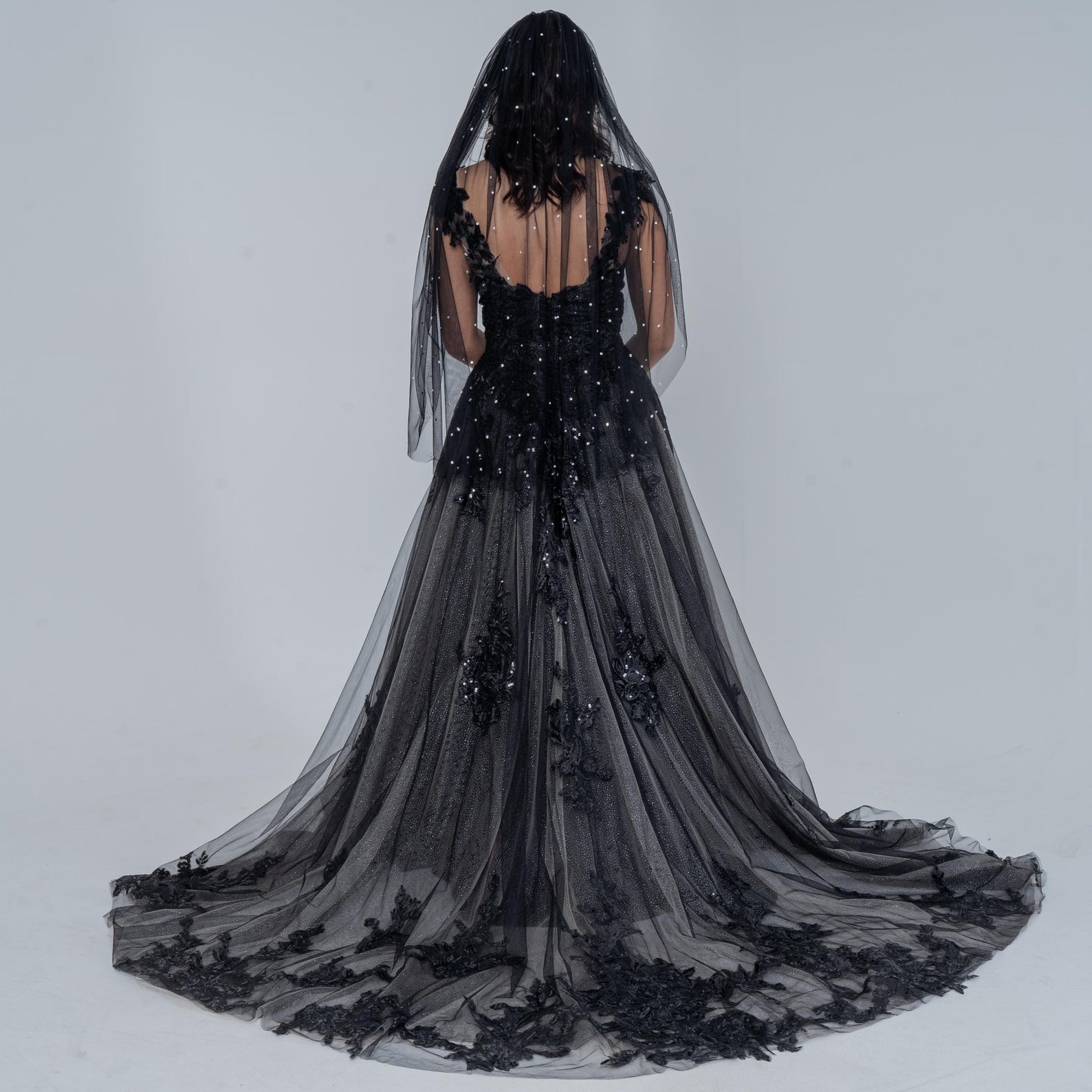 Black Wedding Dress Bridal Gown Gothic Lace Wedding Dress Black Bridal ...