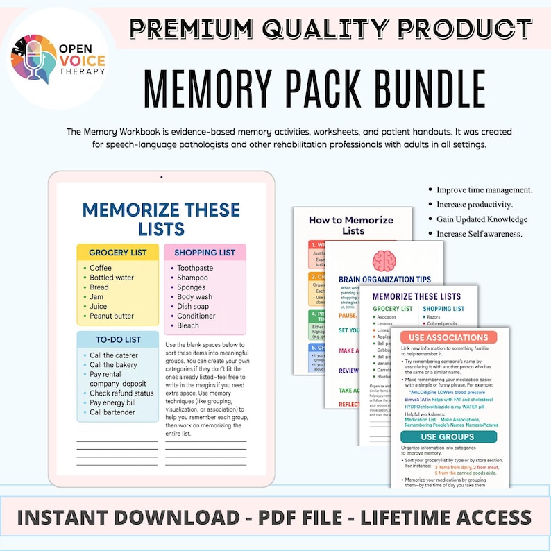 The Memory Workbook PDF Functional, Evidence-based Cognitive Worksheets ...