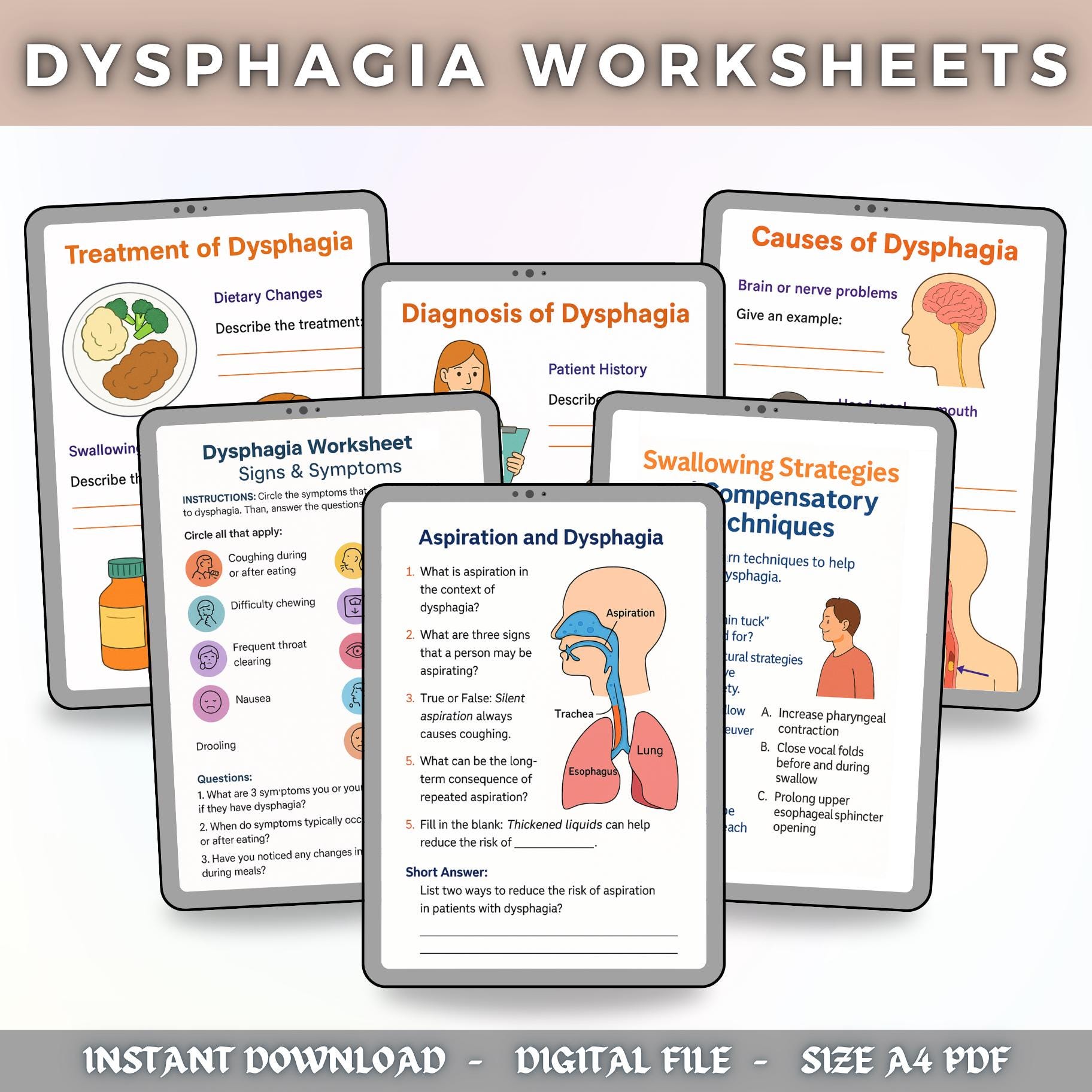The Dysphagia Workbook PDF Swallowing Exercises With Pictures Handouts ...