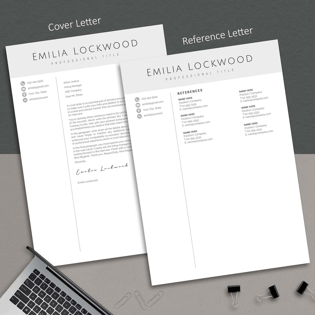Modern Resume Template With Cover Letter, Reference Letter | One Page ...