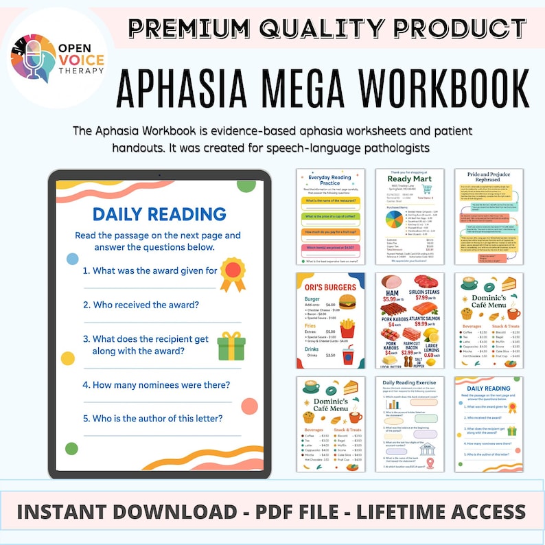 The Aphasia Workbook PDF for Stroke and TBI Evidence-based Worksheets ...