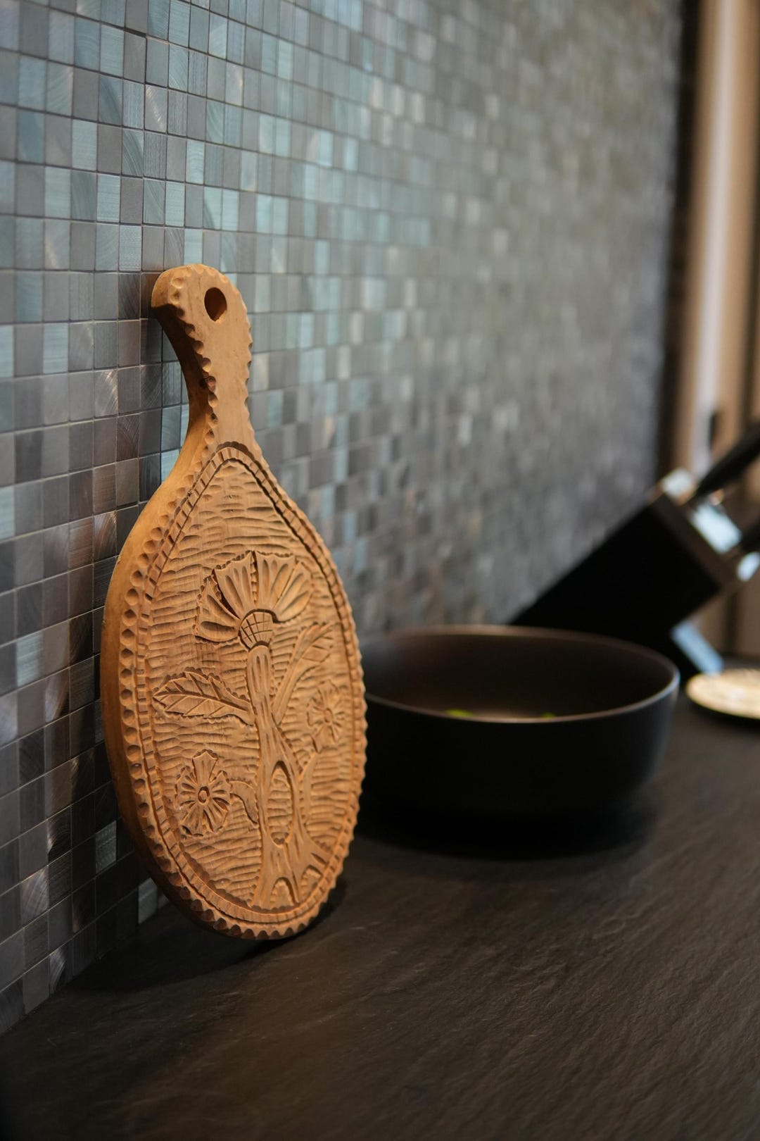 Vintage Hand-carved Breadboard | Folk Art Wooden Cutting Board | Rustic ...