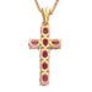 14k Gold Ruby Cross Necklace: July Birthstone Pendant, Communion Gift ...