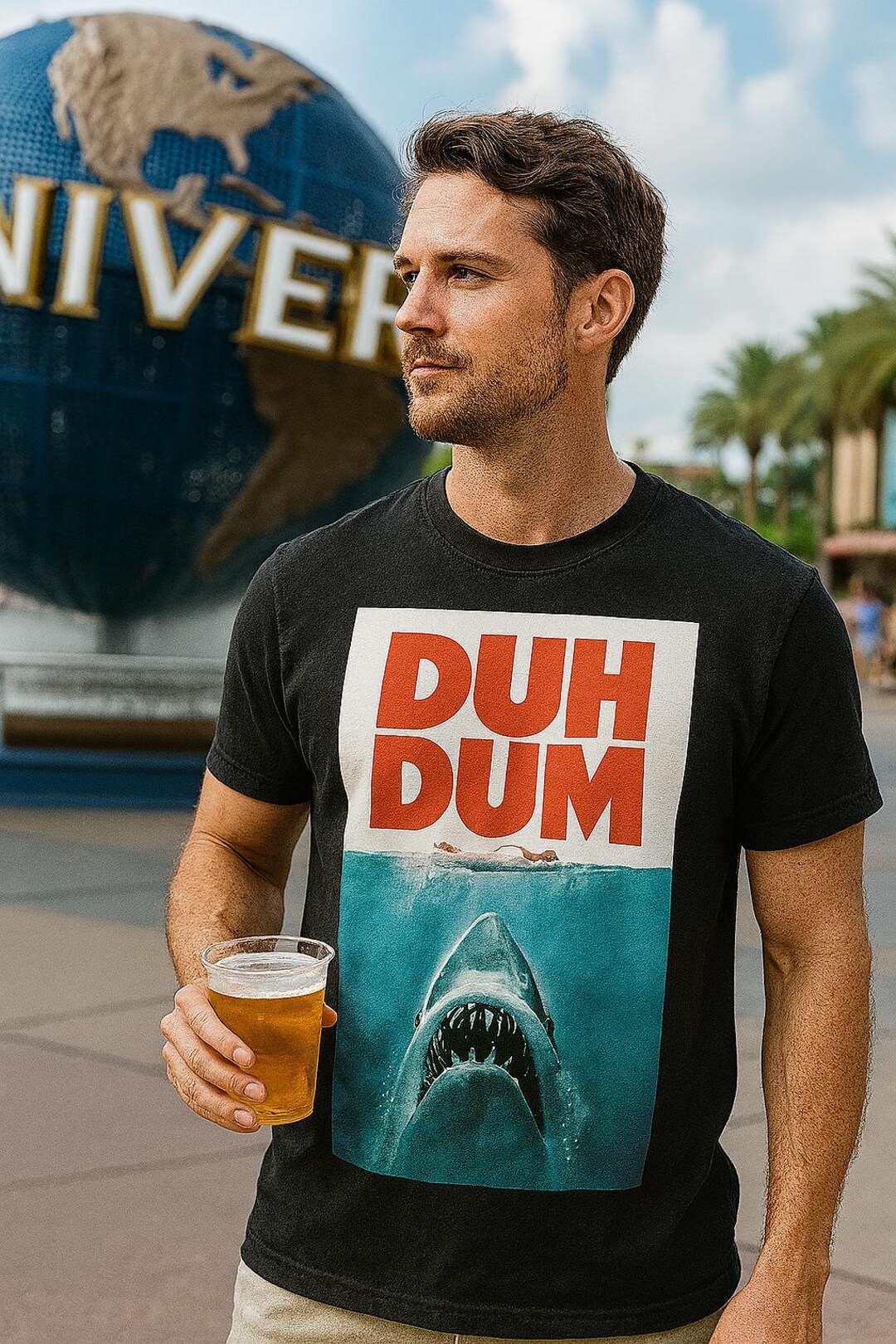 Duh Dum Shark Tee | Retro Jaws Graphic T-shirt | Funny Summer Beach ...
