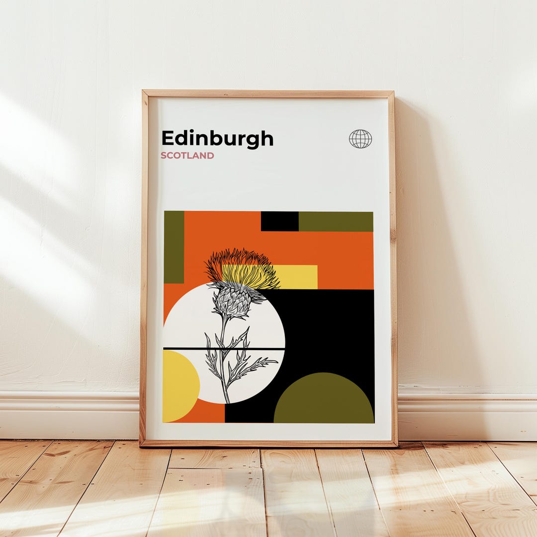 Edinburgh Thistle Poster – Modern Scotland Wall Art – Abstract ...