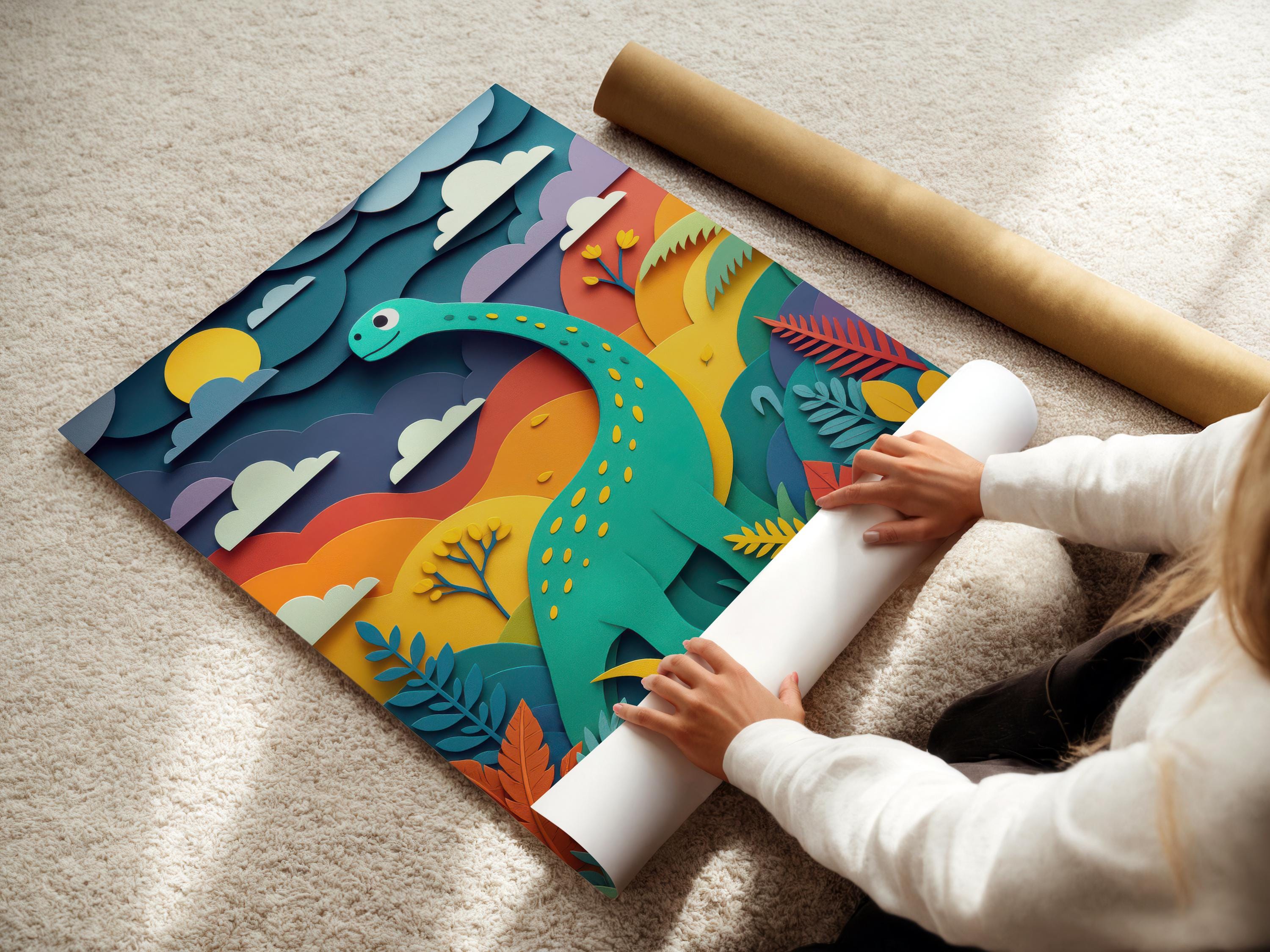 Brontosaurus Dinosaur Poster – Colourful Kids Room Wall Art – Bold ...