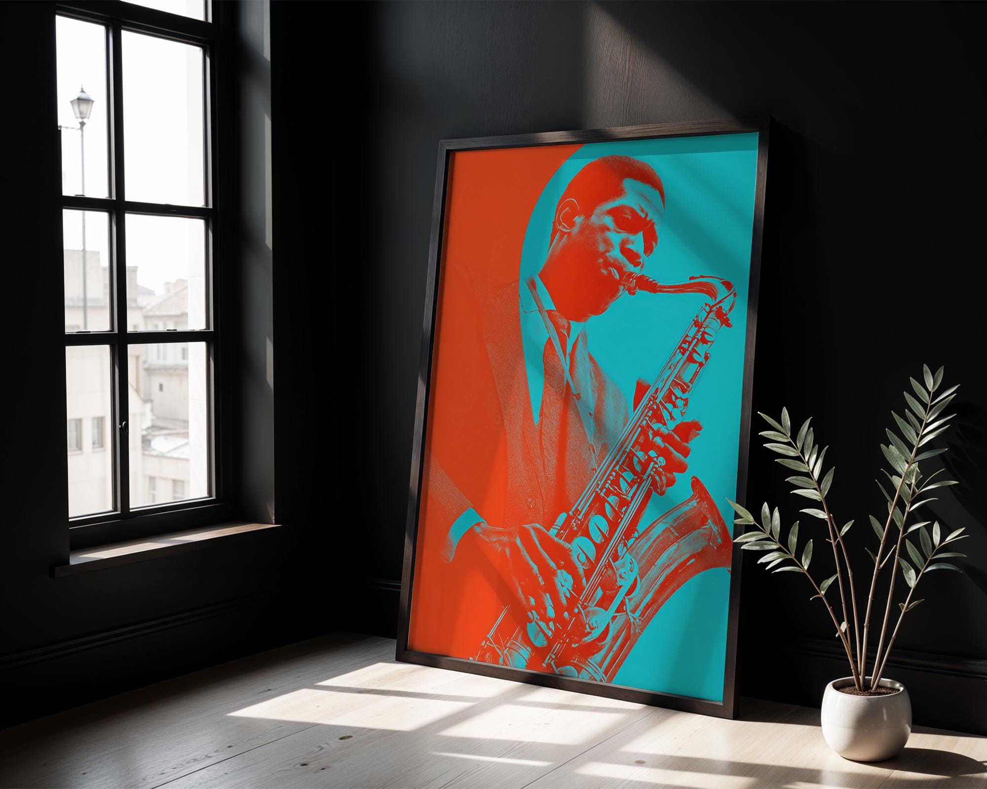John Coltrane Jazz Poster – Mid Century Modern Saxophone Wall Art ...